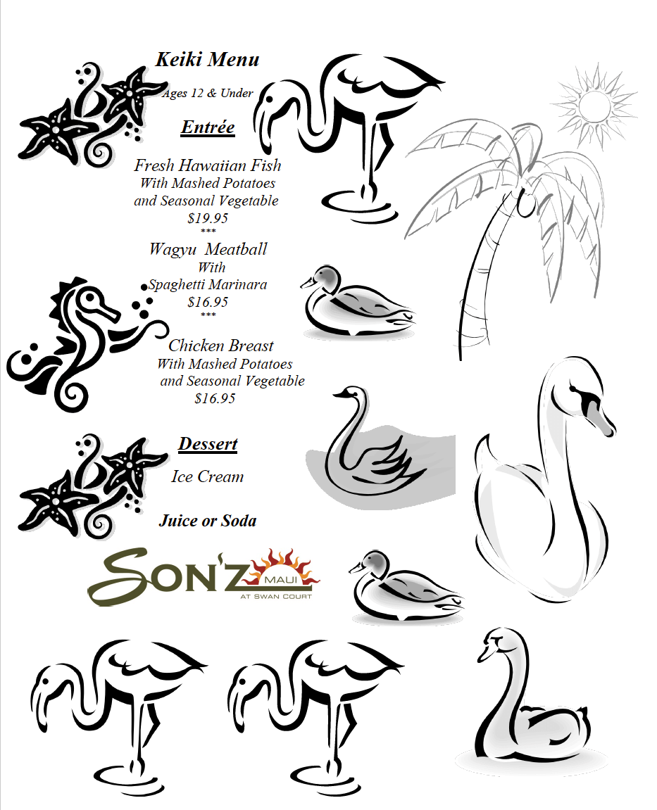 Kid's Menu - Son'z Steak House and Seafood Restaurant